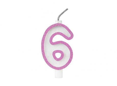 VELA CUMPLEAÑOS CONTORNEADA ROSA 6 - Sansei