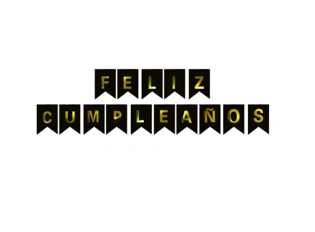 BANDERIN FELIZ CUMPLEAÑOS NEGRO 12X17CM - Sansei