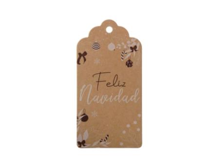 ETIQUETA RECTANGULO \"FELIZ NAVIDAD\" 10P (10X5) NATURAL - Sansei