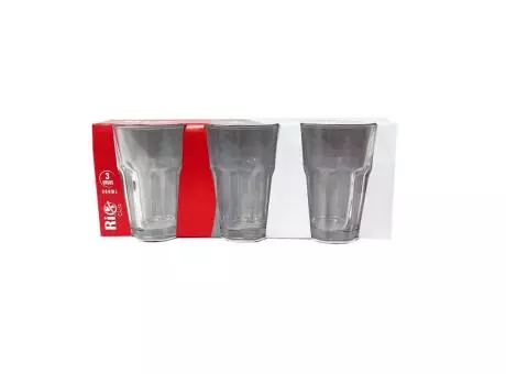 VASO DE VIDRIO RIO GLASS SYDNEY RES 360ML X3 - Sansei