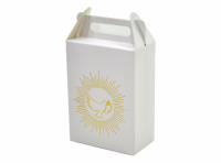 CAJA PAPEL RECTANGULO PALOMA 10P (17X9X5) BLANCO/DORADO - Sansei